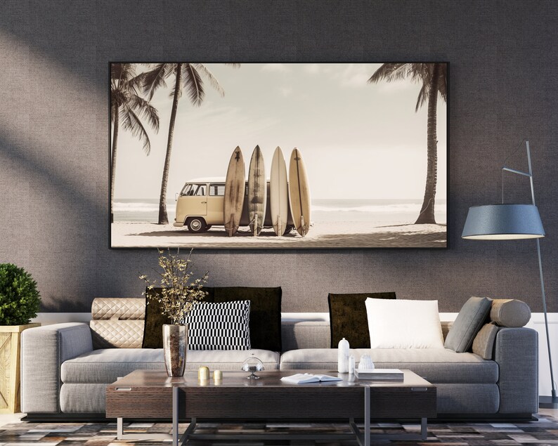 Surfboard Beach Scene Samsung Frame TV Art (digital Download) - Etsy
