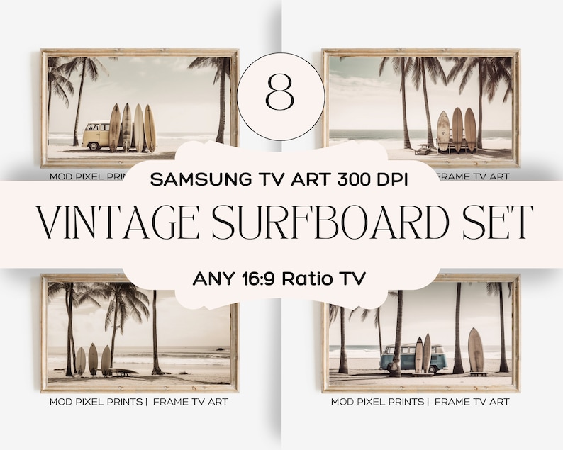 Surfboard Beach Scene Samsung Frame TV Art (digital Download) - Etsy