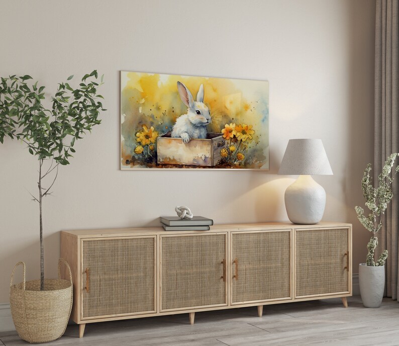 Bunny Watercolor TV Art Instant Download Bunny Samsung Frame Tv Art ...