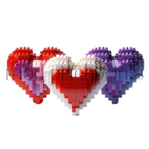 3D Brick Heart Bundle, PNG Instant Digital Download, Valentines Brick ...