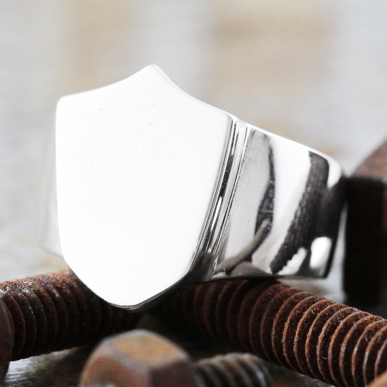 Sterling Silver Rings for Men Personalized Shield Signet Ring - Etsy Israel