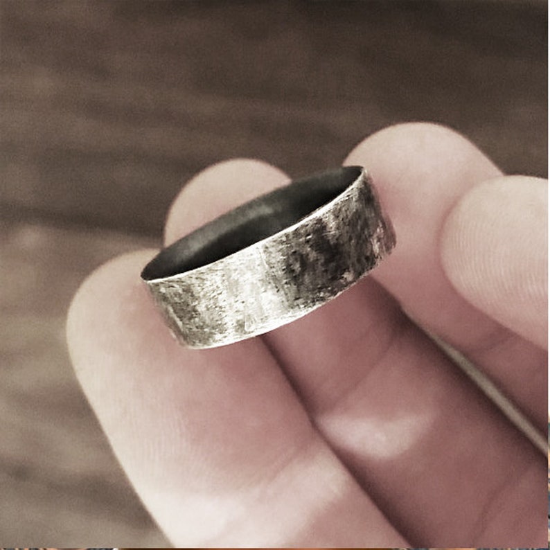 Mens Silver Ring Rustic Ring Satin Silver Ring Silver Band | Etsy