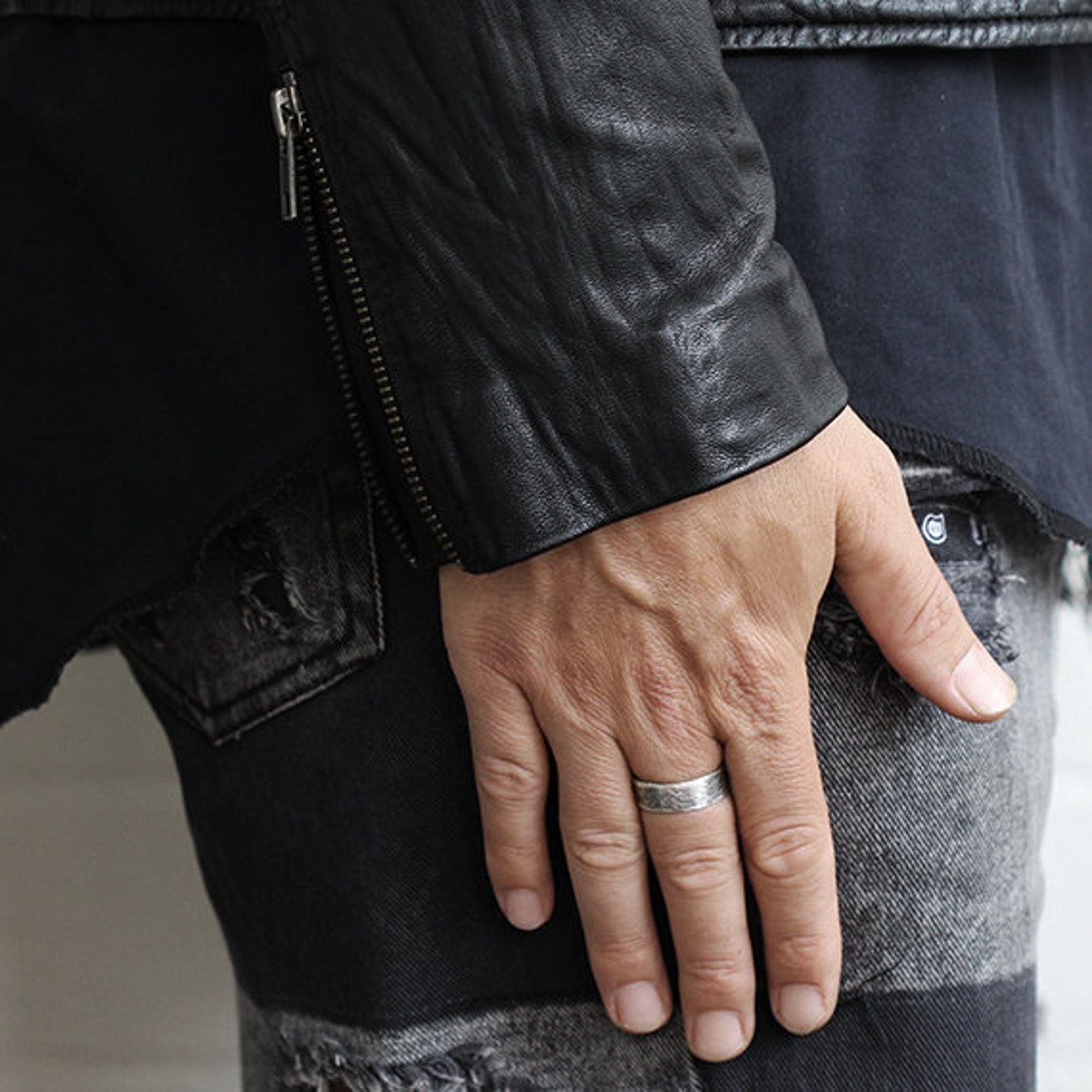 Mens Silver Ring Rustic Ring Satin Silver Ring Silver Band | Etsy