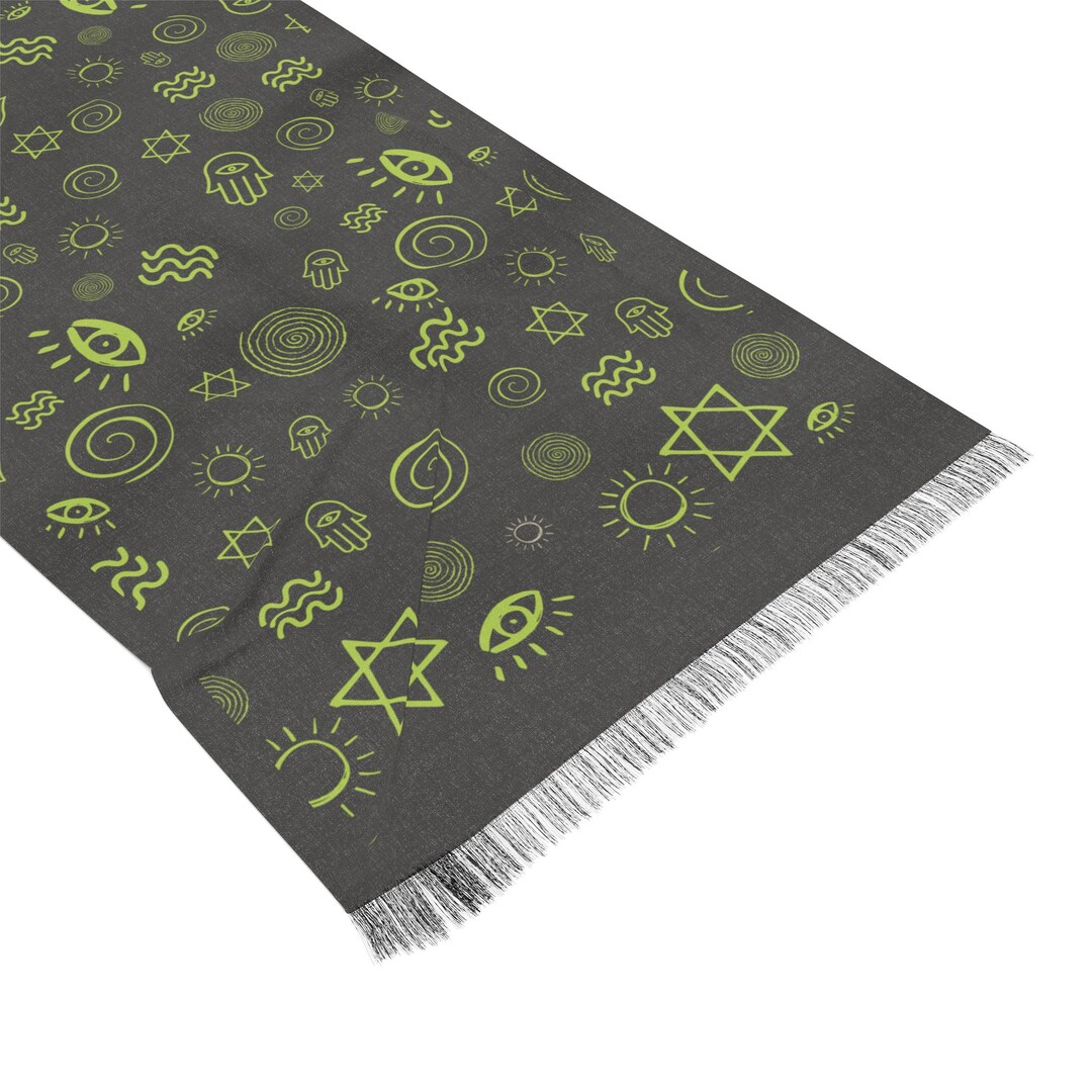 Jewish Symbols Shawl, Star of David, Jewish Heritage Scarf, Hebrew ...