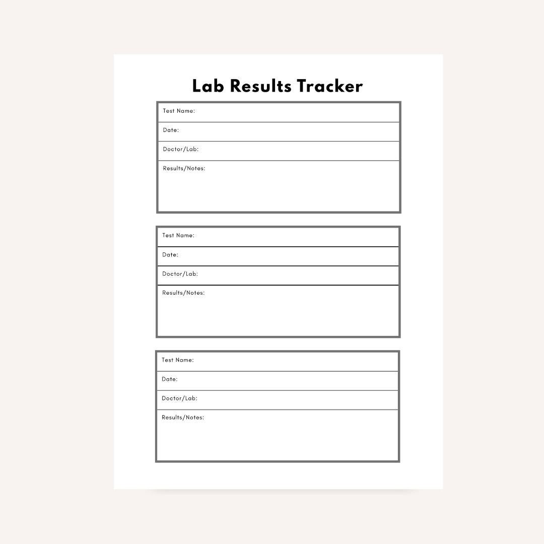 Medical Test & Lab Results Log Printable | Health Test Tracker ...