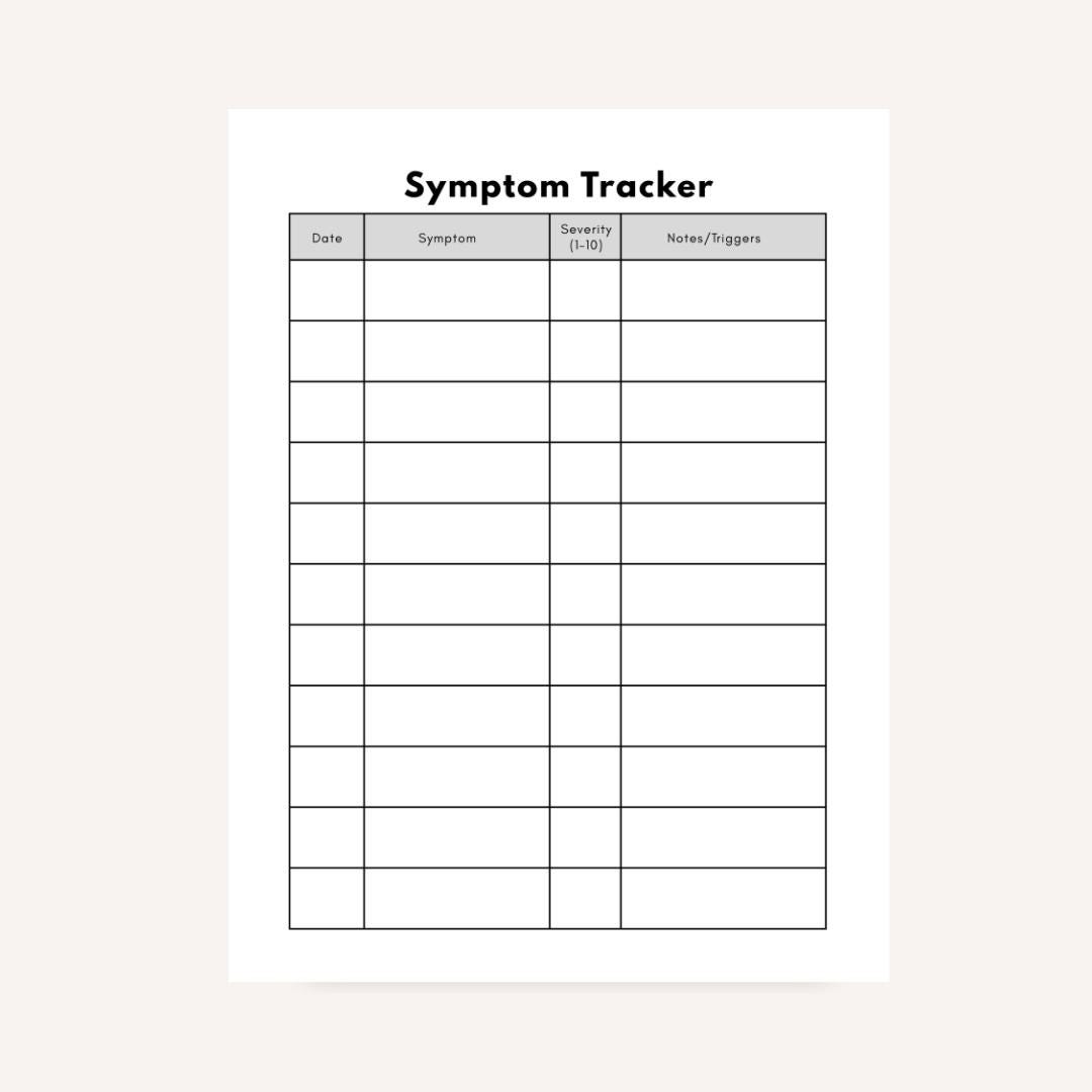 Symptom Tracker Printable | Medical Symptom Log | Health Tracking PDF ...
