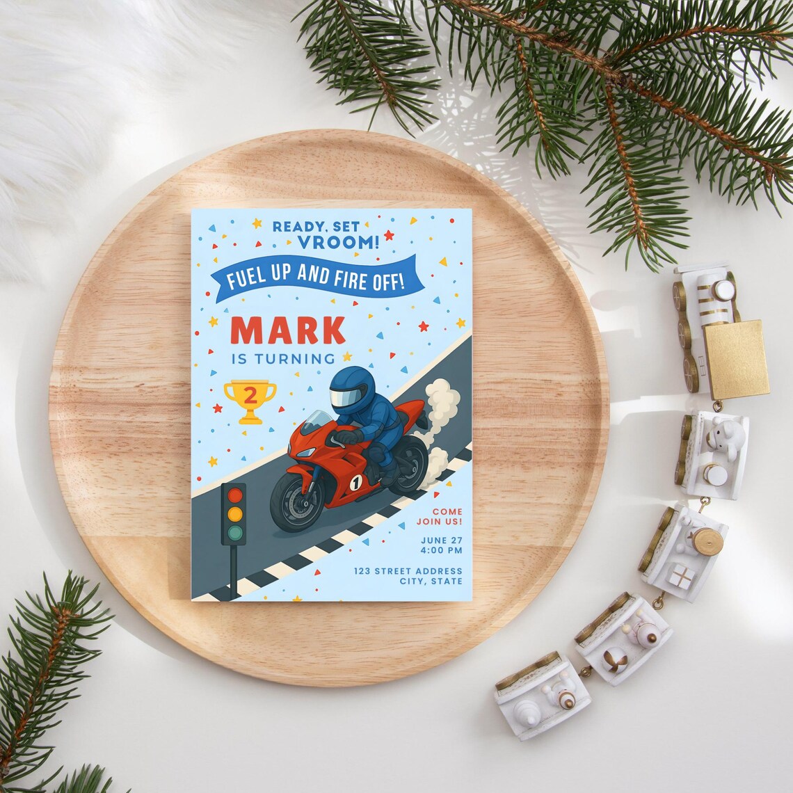 Editable Race Motorcycle Birthday Invitation, Motorbike Party Invite ...