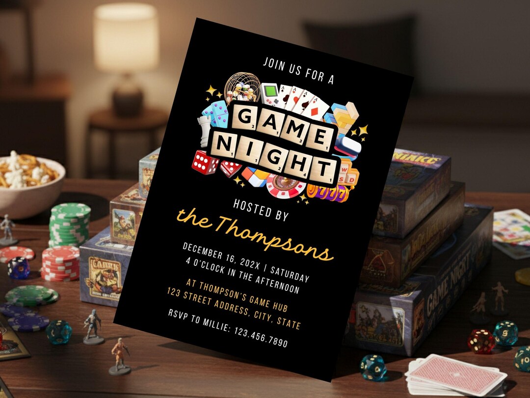 Game Night Party Invitation Template Game Night for Adults Invite House ...