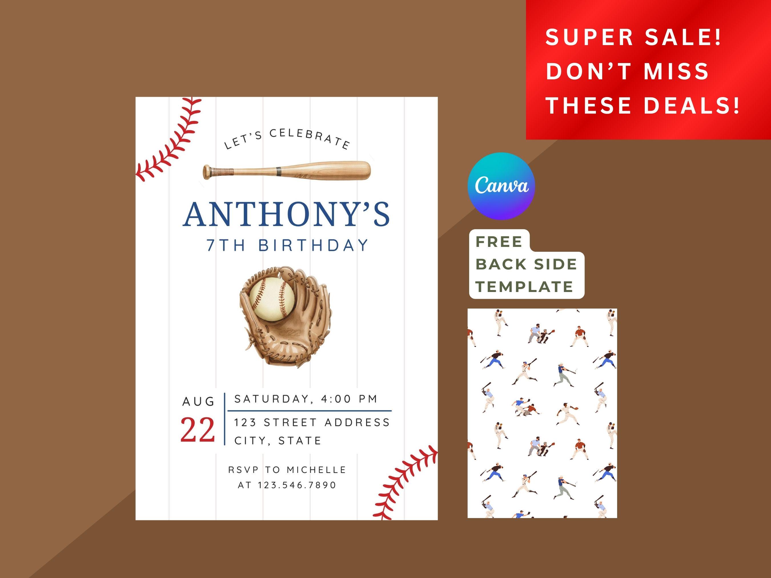 Minimalist Baseball Birthday Invitation Template Baseball Party Sports ...