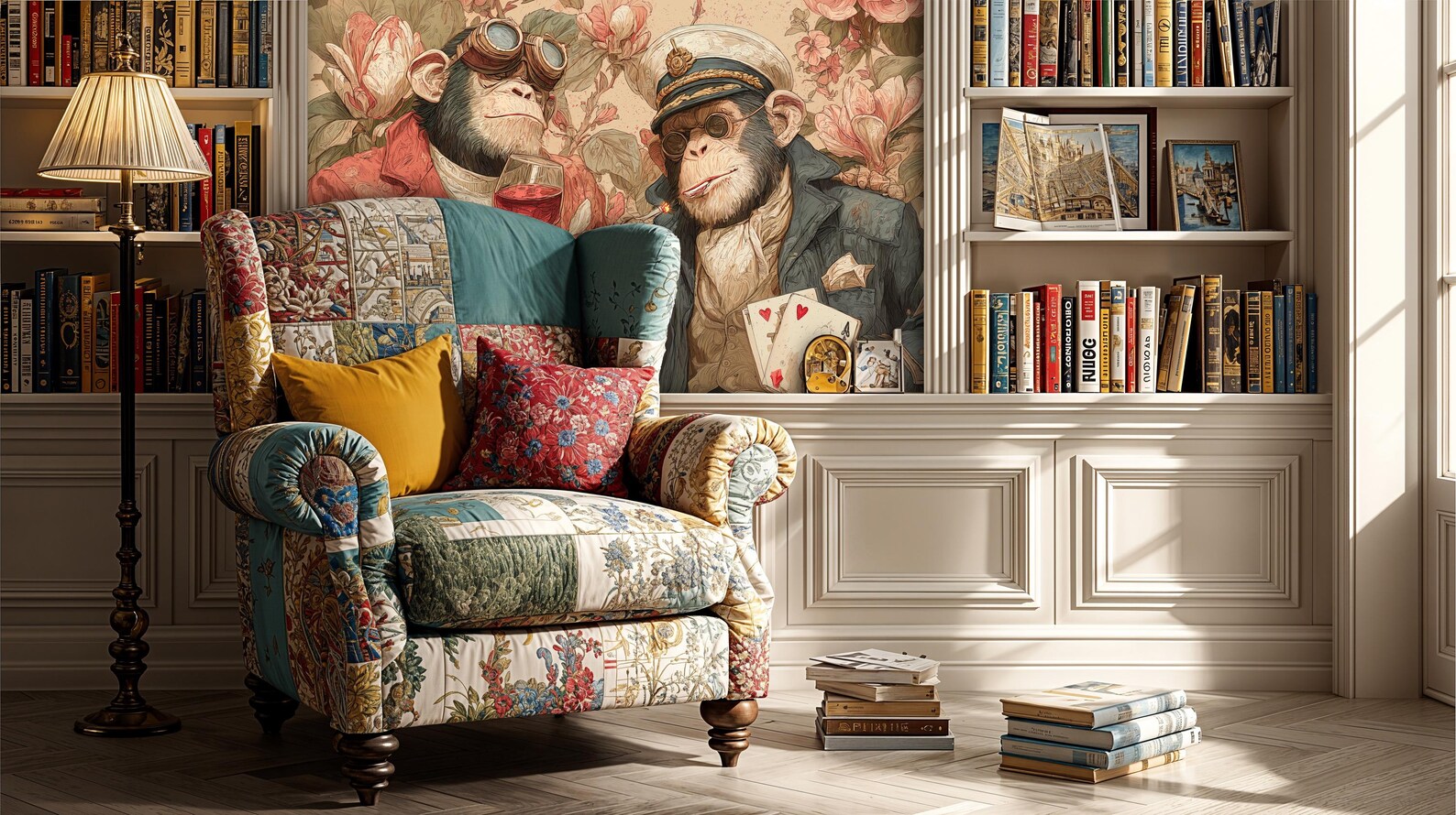 Victorian Monkey Wallpaper Mural: Whimsical Gentleman's Wall Decal - Etsy
