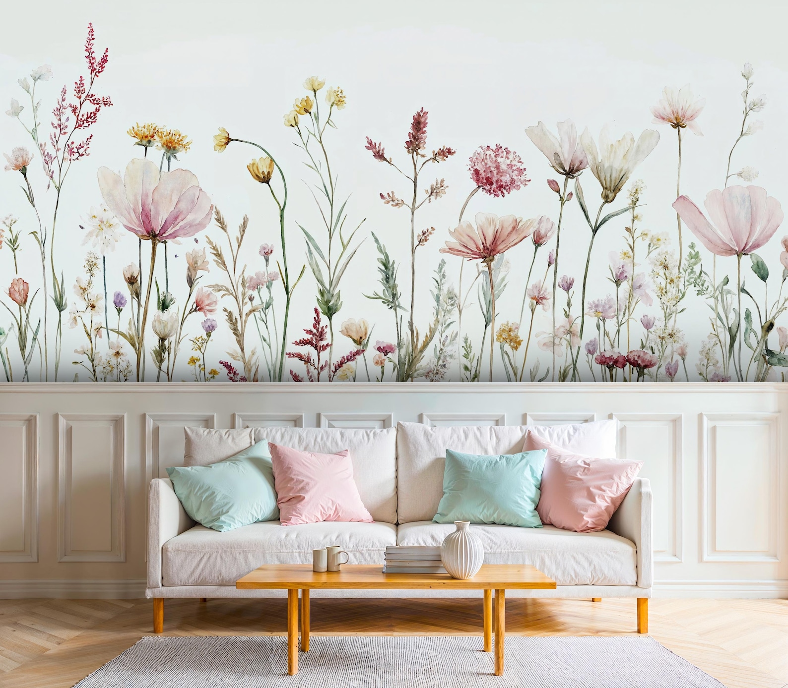 Watercolor Wildflower Wall Mural: Botanical Floral Wallpaper - Etsy