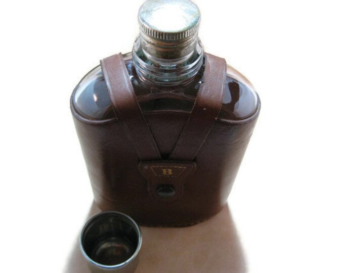 50s Rumpp Leather Case Glass Flask - Etsy