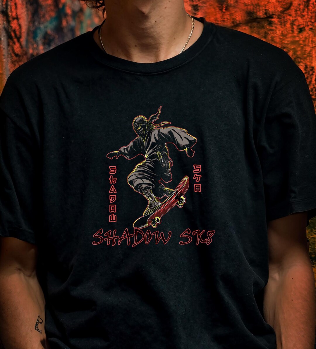 Black Ninja Skateboard T-shirt | Anime Skater Graphic Tee - Etsy