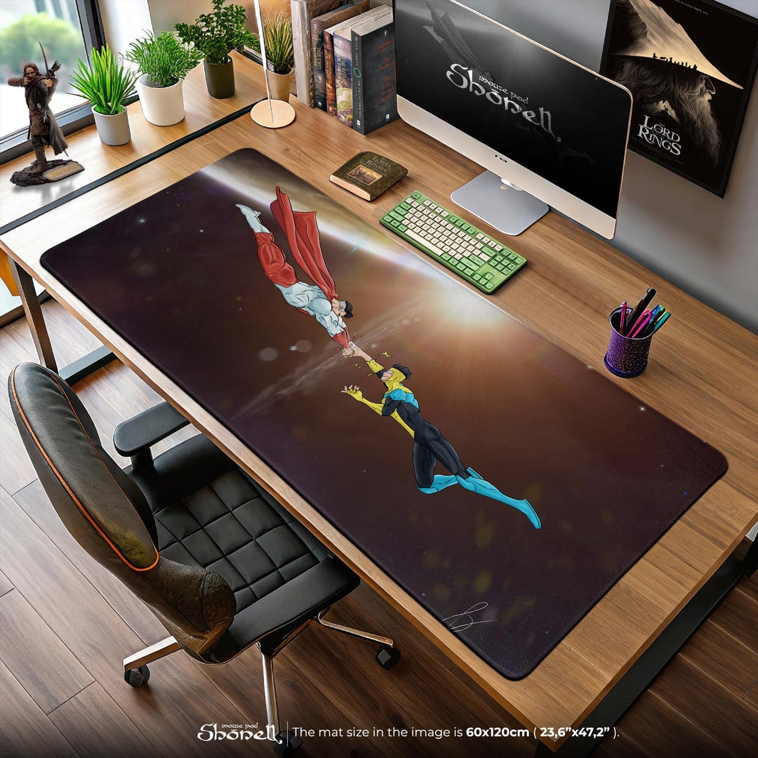 Invincible & Omni-man Space Clash Mouse Pad – Epic Cosmic Battle Scene ...