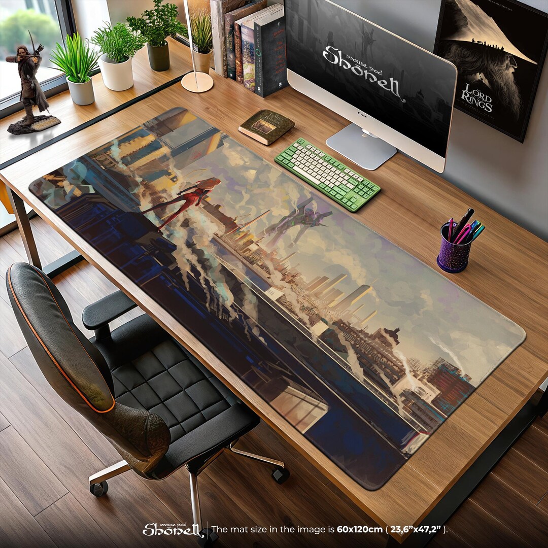 Mouse Pad Evangelion Rooftop – Asuka e Eva-01 sobre a paisagem urbana ...