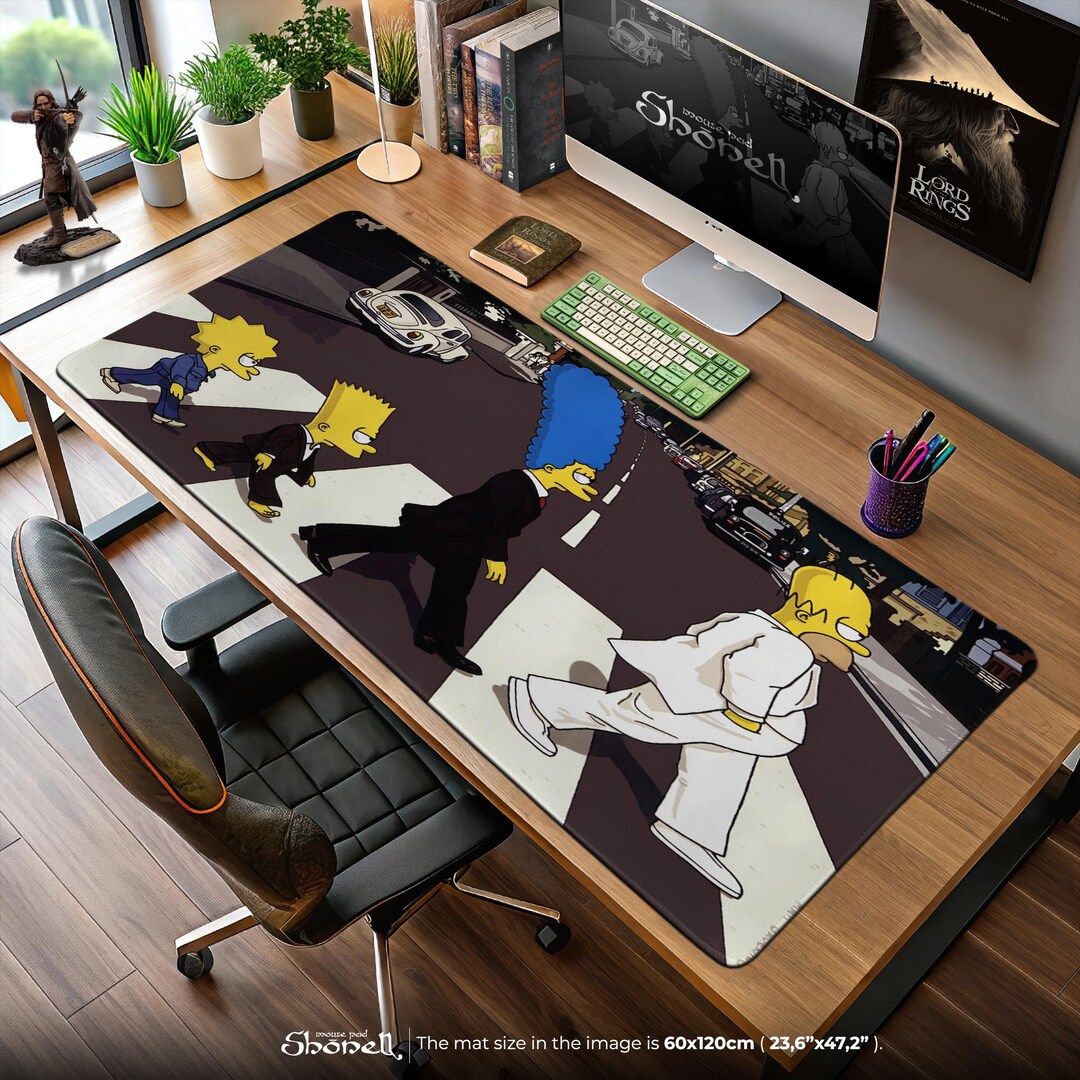 Simpsons Abbey Road Mouse Pad – Funny Beatles Parody Desk Mat, Homer ...