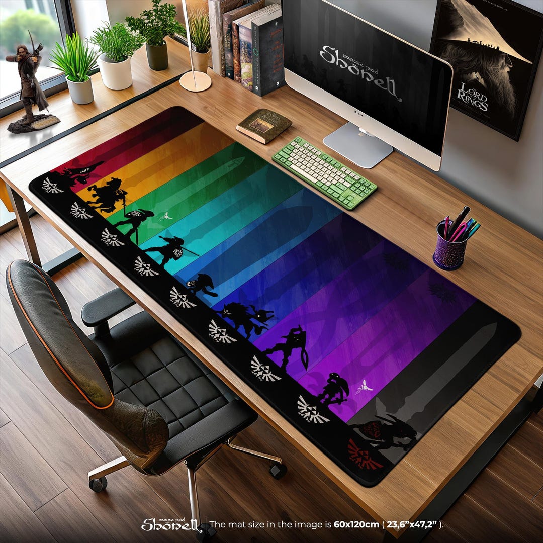 Zelda Timeline Mouse Pad – Rainbow Link Evolution Desk Mat, Hyrule Hero ...
