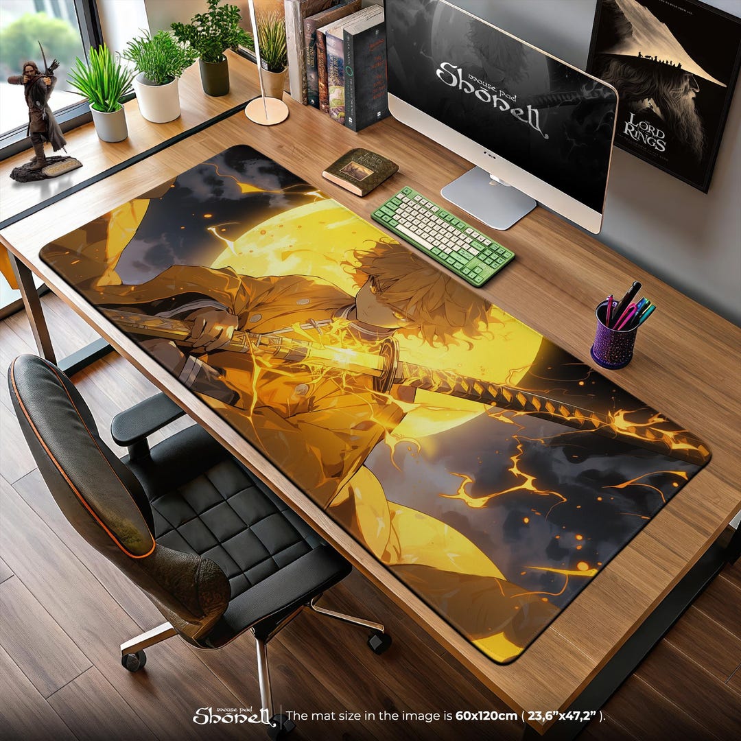 Zenitsu Thunder Clash Mouse Pad – Demon Slayer Yellow Lightning Art ...