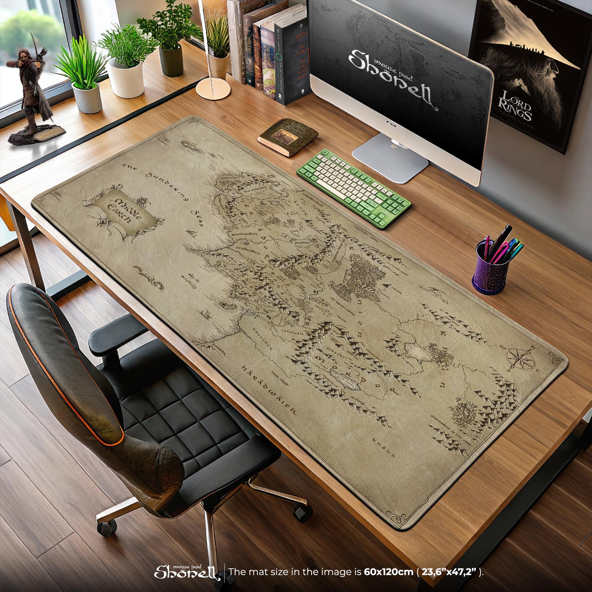 Middle-earth Map Mouse Pad – Lord of the Rings Vintage Map Desk Mat ...