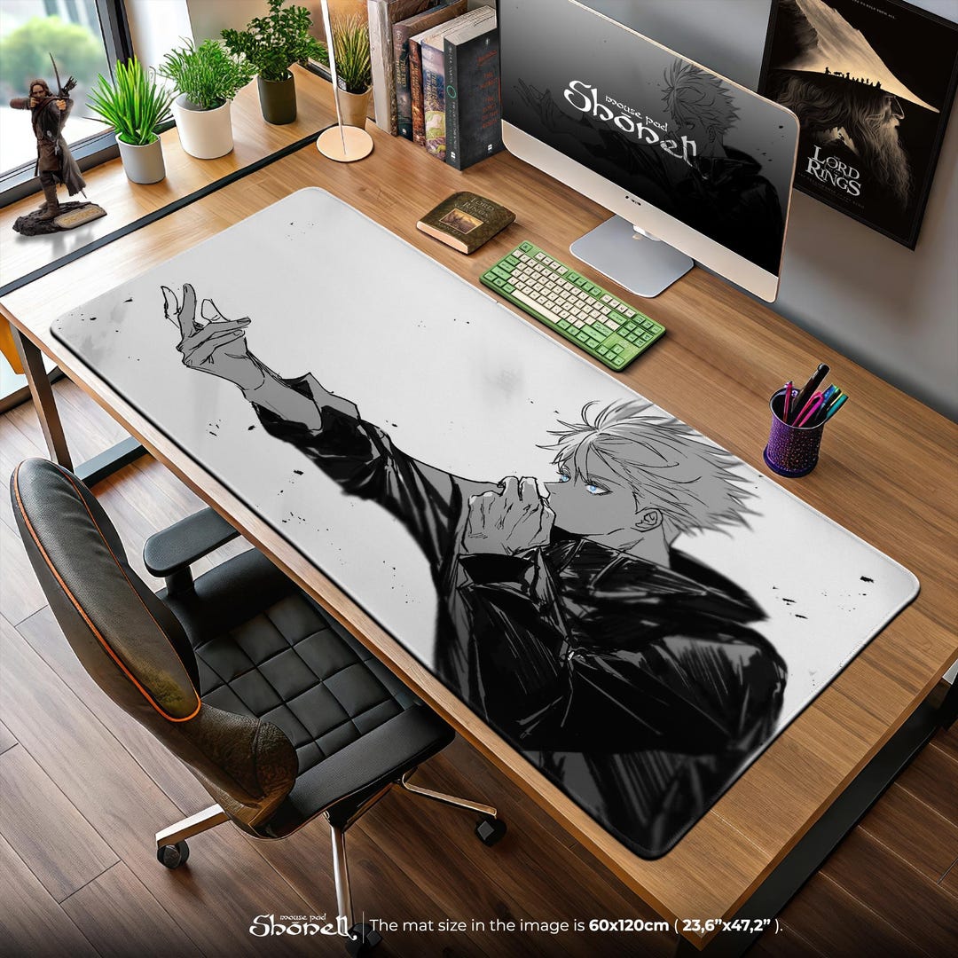 Gojo Jujutsu Kaisen Mouse Pad - Monochrome Anime Art With Blue Eyes ...