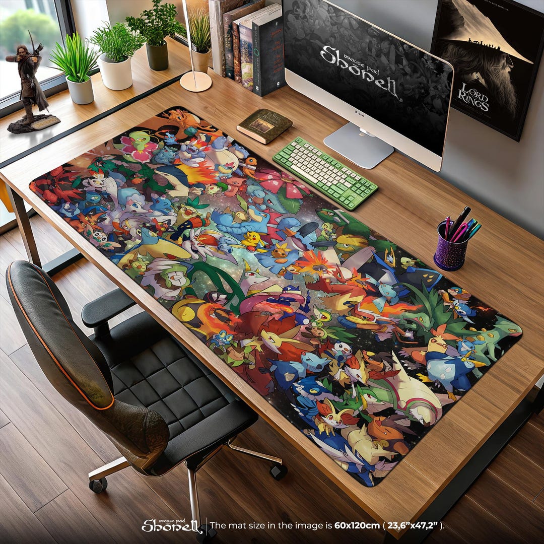 Starter Pokémon Mouse Pad - All Gen Starters Desk Mat, Grass Fire Water ...