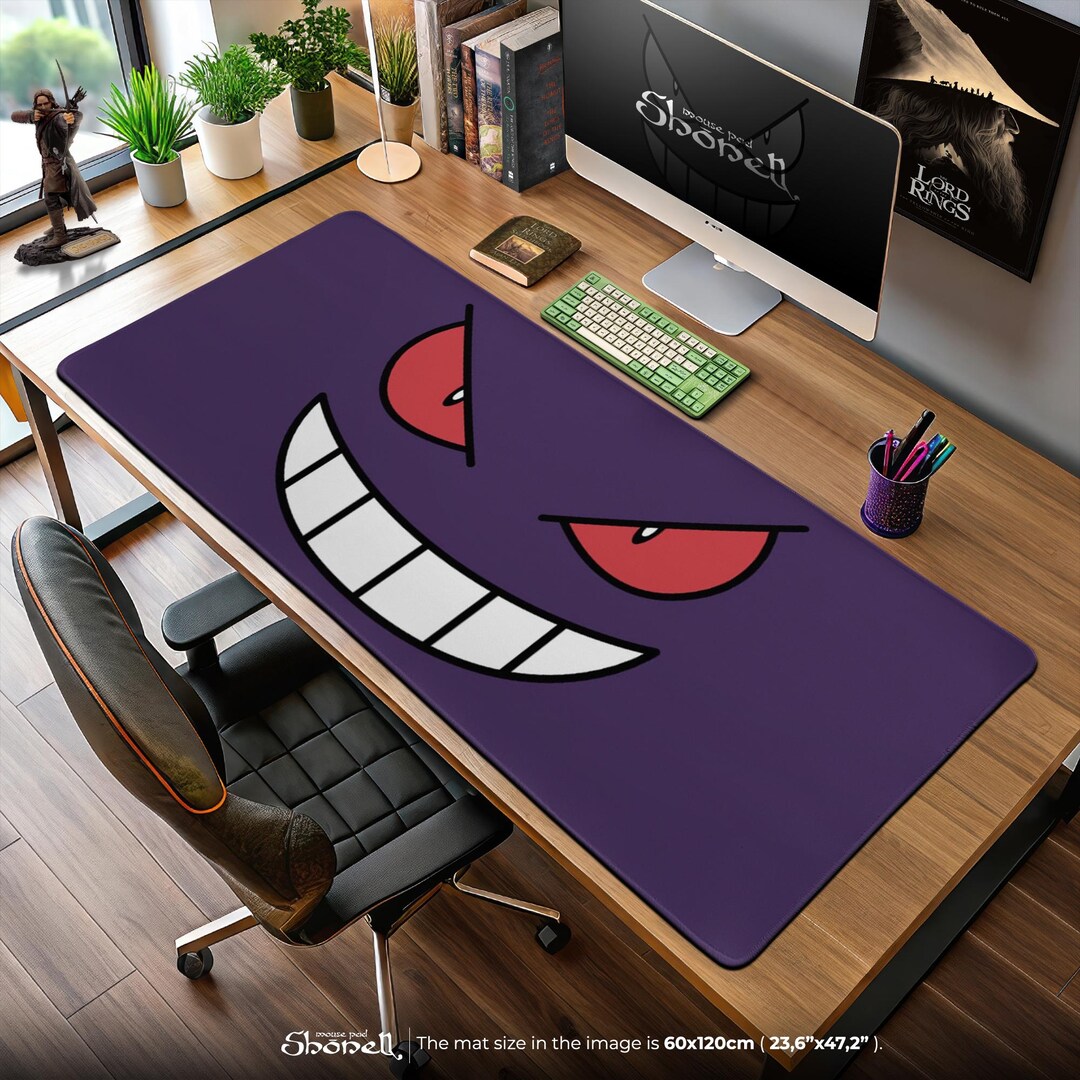 Gengar Face Pokémon Mouse Pad – Bold Purple Ghost-type Gaming Desk Mat ...