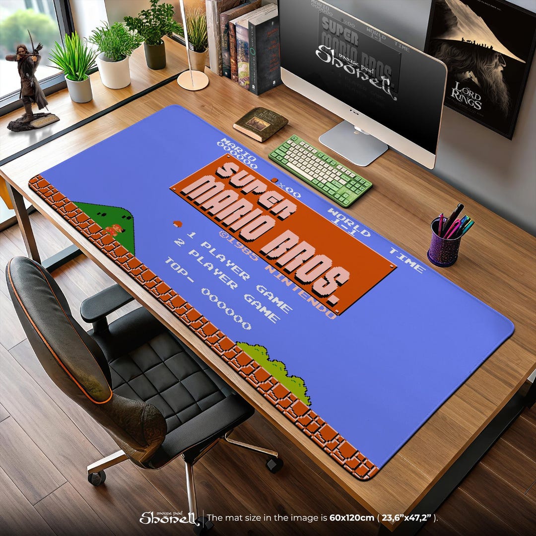 Super Mario Bros Mouse Pad – Retro NES Title Screen Gaming Desk Mat, 8 ...