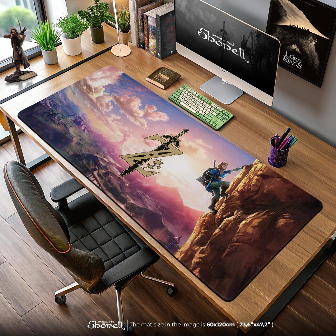Link Climbing Zelda Mouse Pad – Hyrule View With Master Sword Z Logo ...