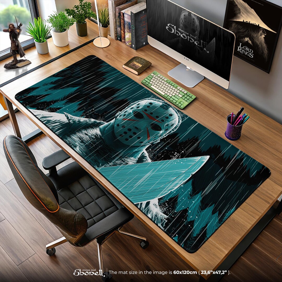Jason Voorhees Horror Mouse Pad - Slasher Rain Scene Desk Mat, Friday ...