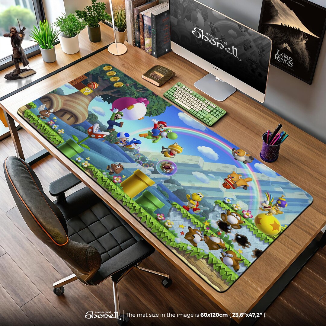 Super Mario World Mouse Pad – Colorful Overworld With Luigi, Yoshi ...