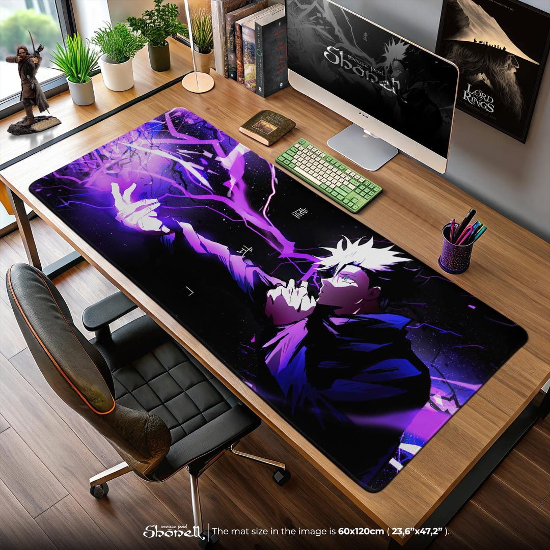 Gojo Satoru Lightning Mouse Pad - Jujutsu Kaisen Purple Domain Desk Mat ...