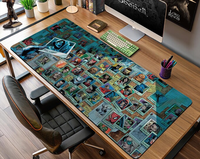 Marvel Character Collage Mouse Pad – Comic Book Desk Mat With Moon ...