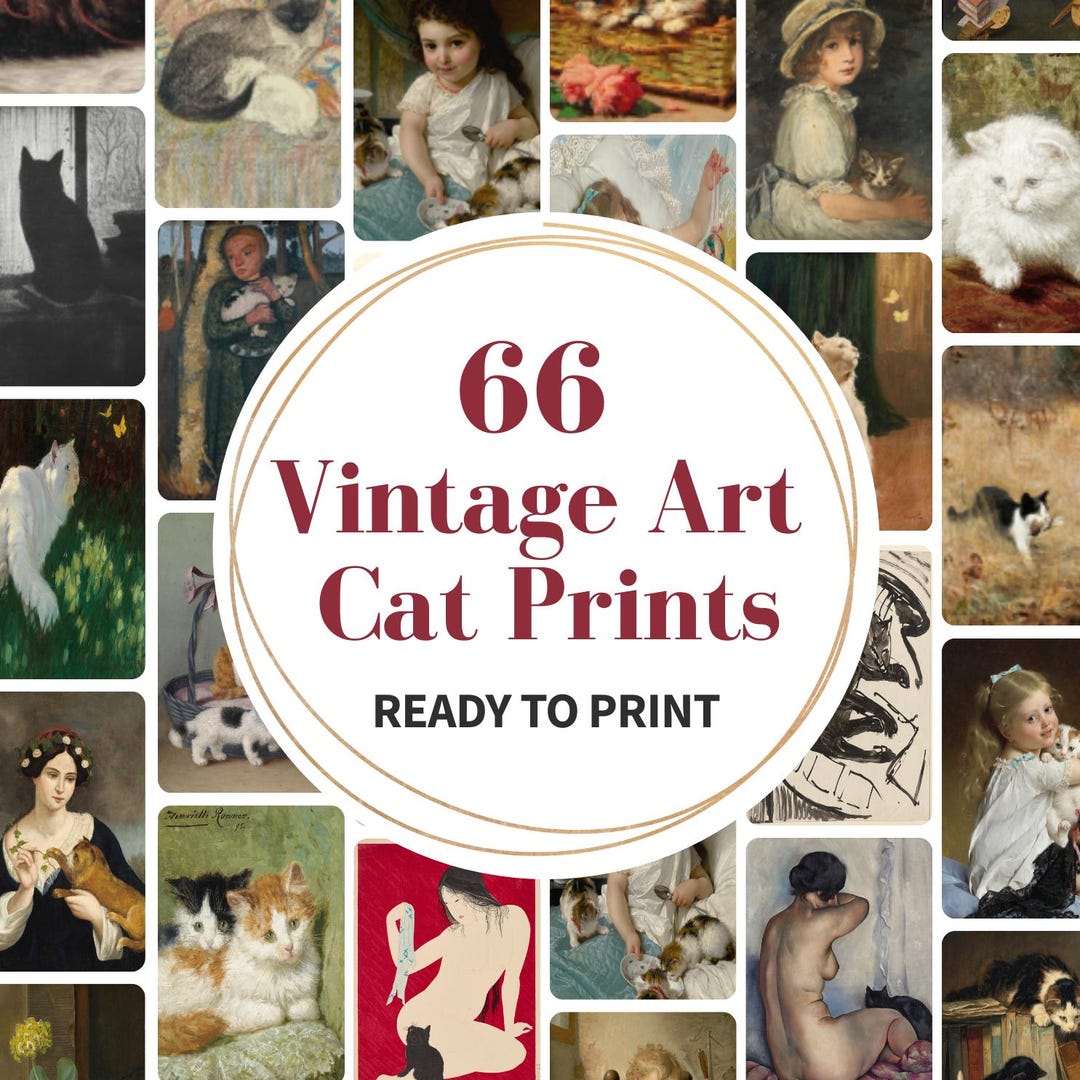 Vintage Cat Prints Collection – Printable Cat Bundle Art Prints ...