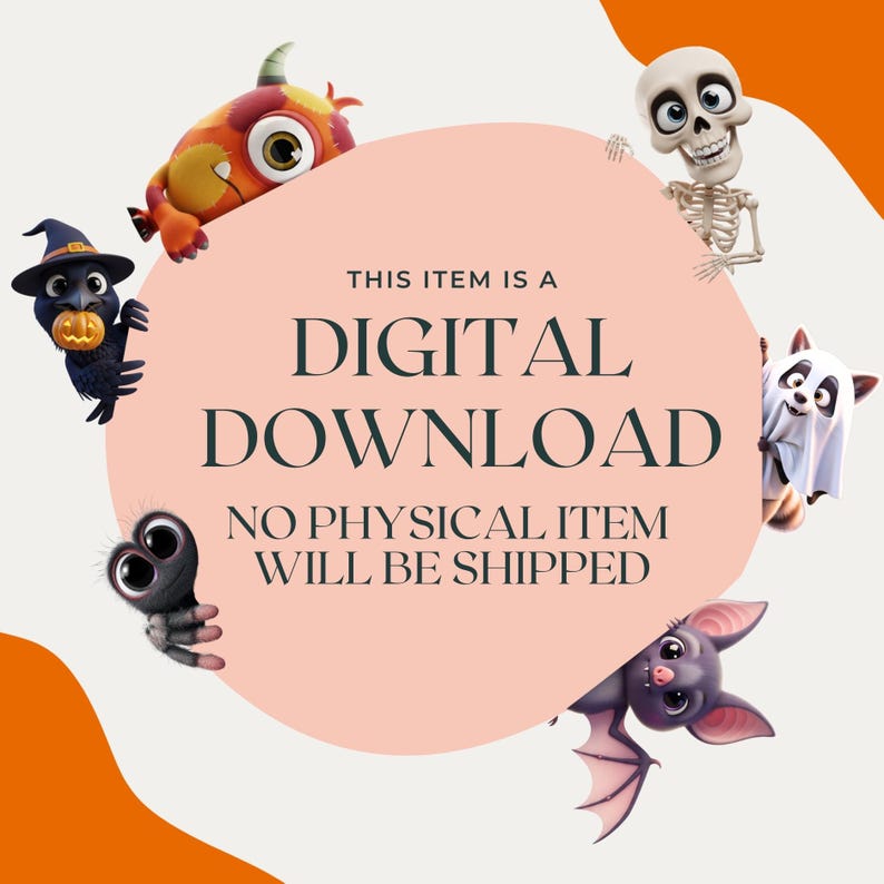 Halloween Peekers Clipart: 3D Cartoon Monsters, Kids & Pets (PNG Bundle ...