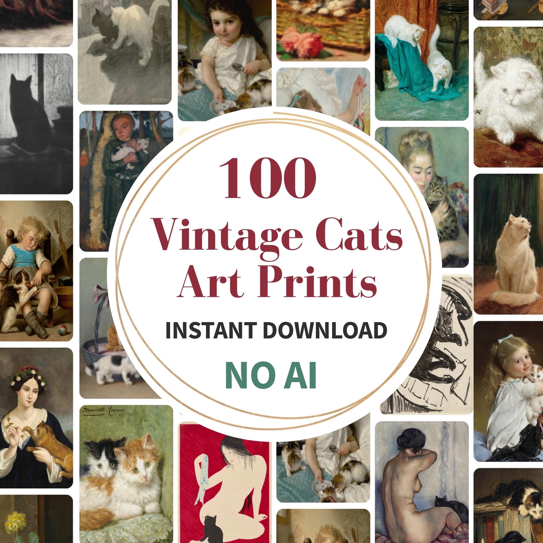 Vintage Cat Print Collection: Victorian Art Gallery Wall Art (digital ...