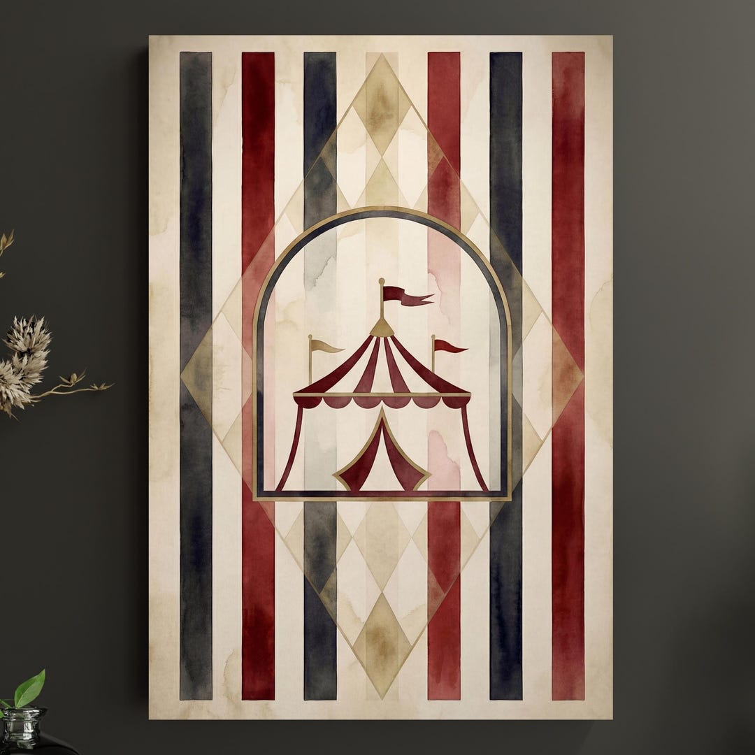 Circus Tent Print, Geometric Vintage Circus Wall Art, Neo Deco ...