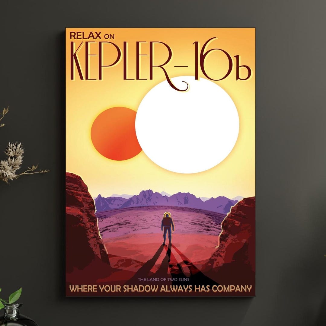Kepler-16b NASA Poster: Retro Sci-fi Exoplanet Travel Art (digital ...