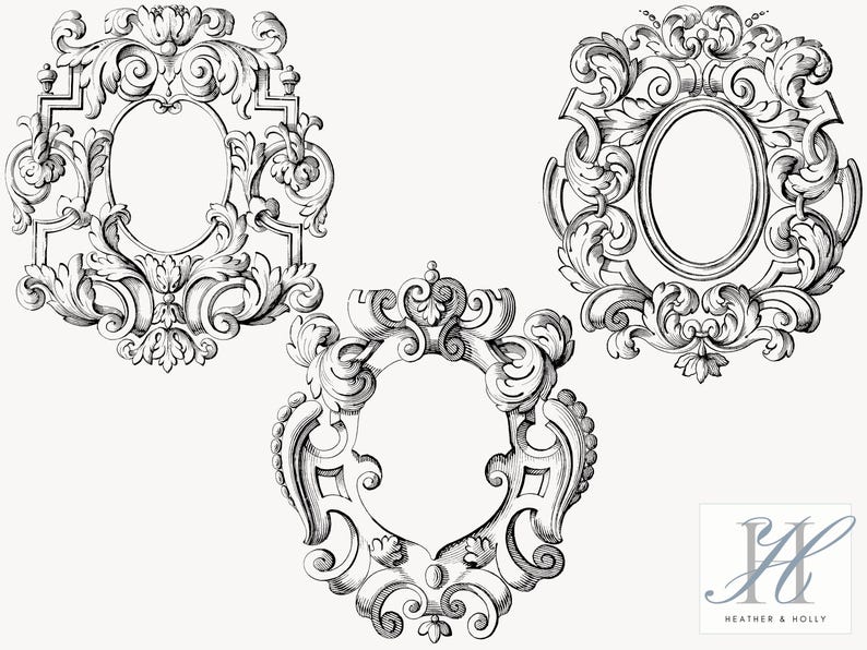 Vintage SVG Bundle, Wedding Crest SVG Files, Wedding Clipart Handdrawn ...