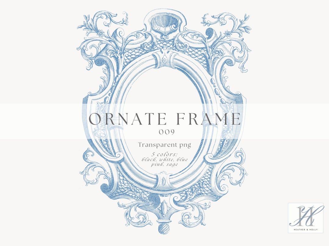 Wedding Crest, Vintage Clipart Frame PNG, Chinoiserie Line Art, Wedding ...