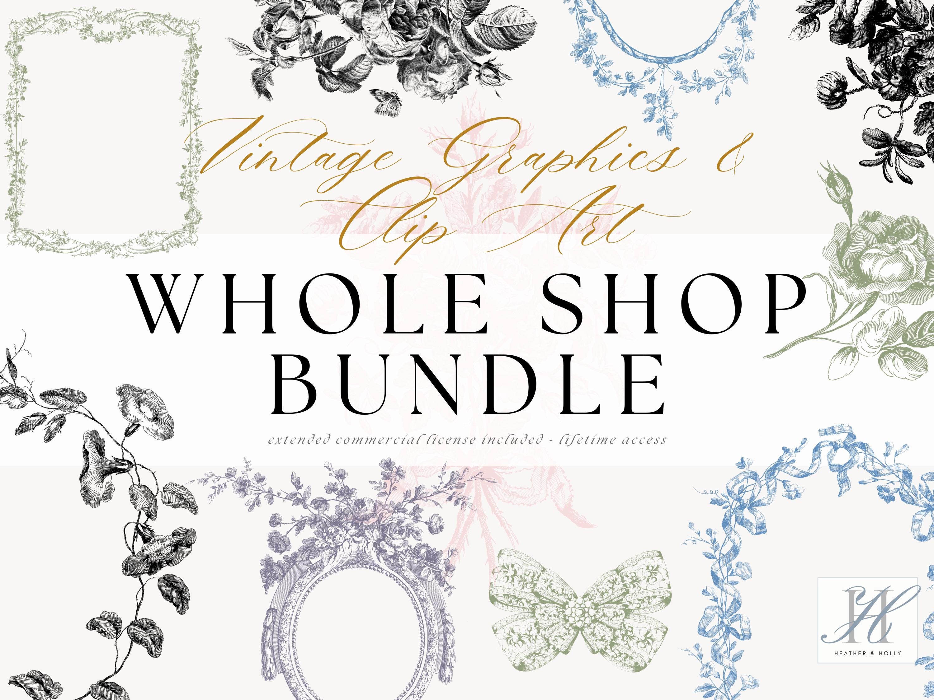 Whole Shop Bundle, Vintage Clipart PNG & SVG Bundle, Wedding Clip Art ...