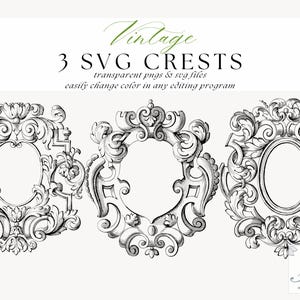 Vintage SVG Bundle, Wedding Crest SVG Files, Wedding Clipart Handdrawn ...