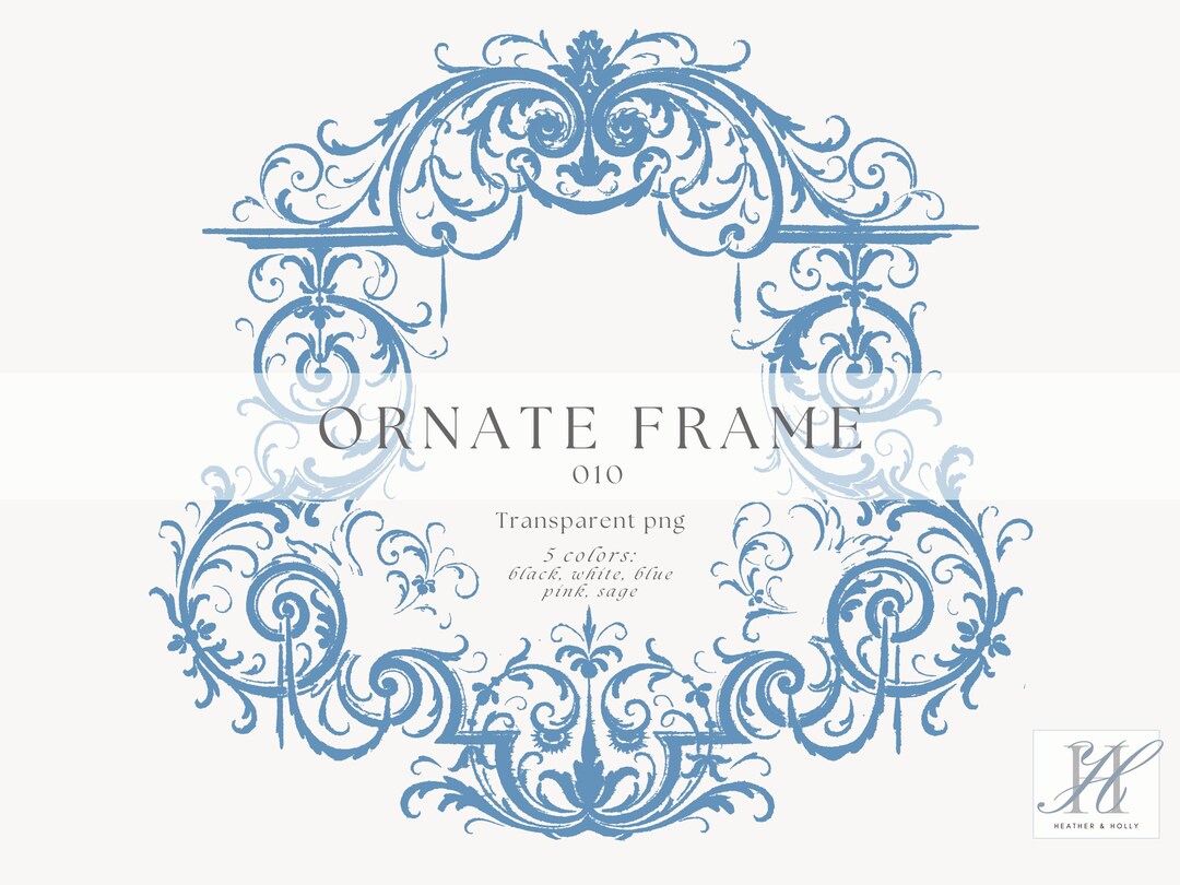 Wedding Crest, Vintage Clipart Frame PNG, Chinoiserie Line Art, Wedding ...