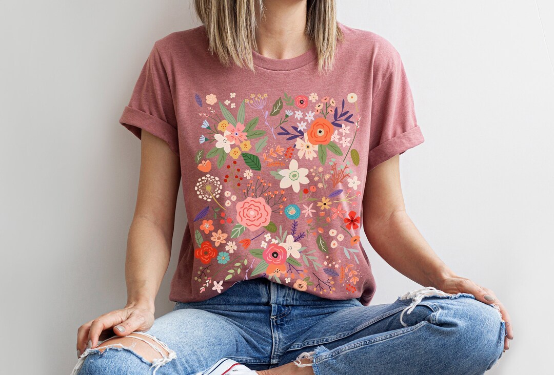 Wildflower Tshirt, Wild Flower Shirt, Floral T-shirt, Flower Tee, Gift ...