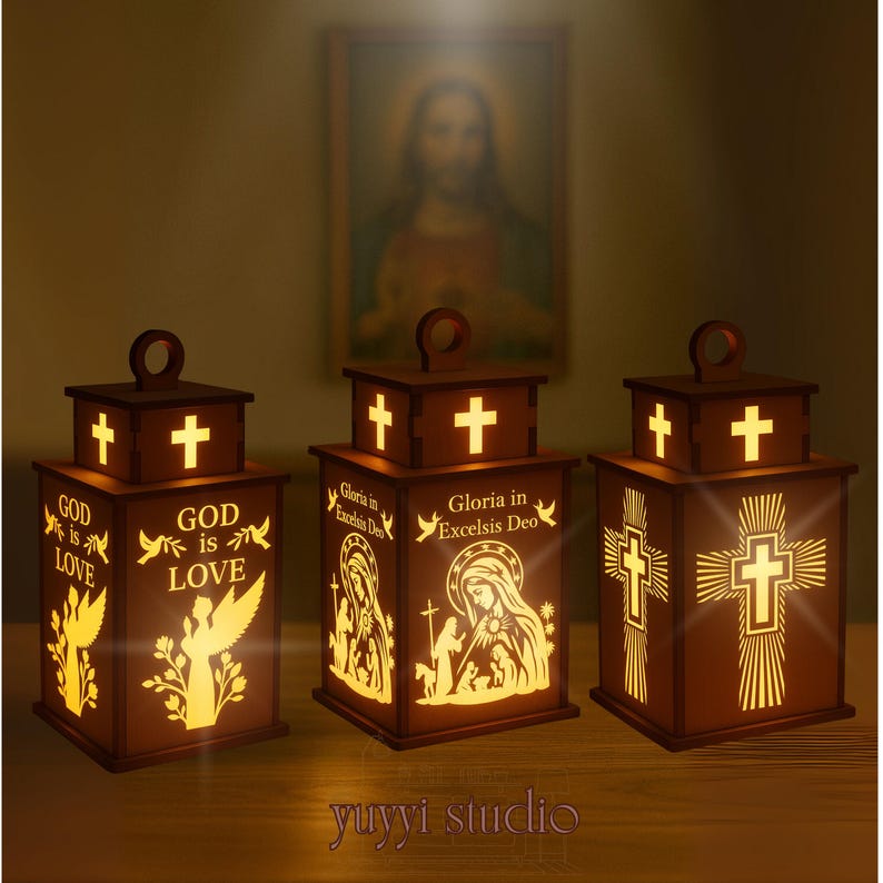 Jesus Lantern – Religious Wooden Christmas Decoration With Holy Light ...