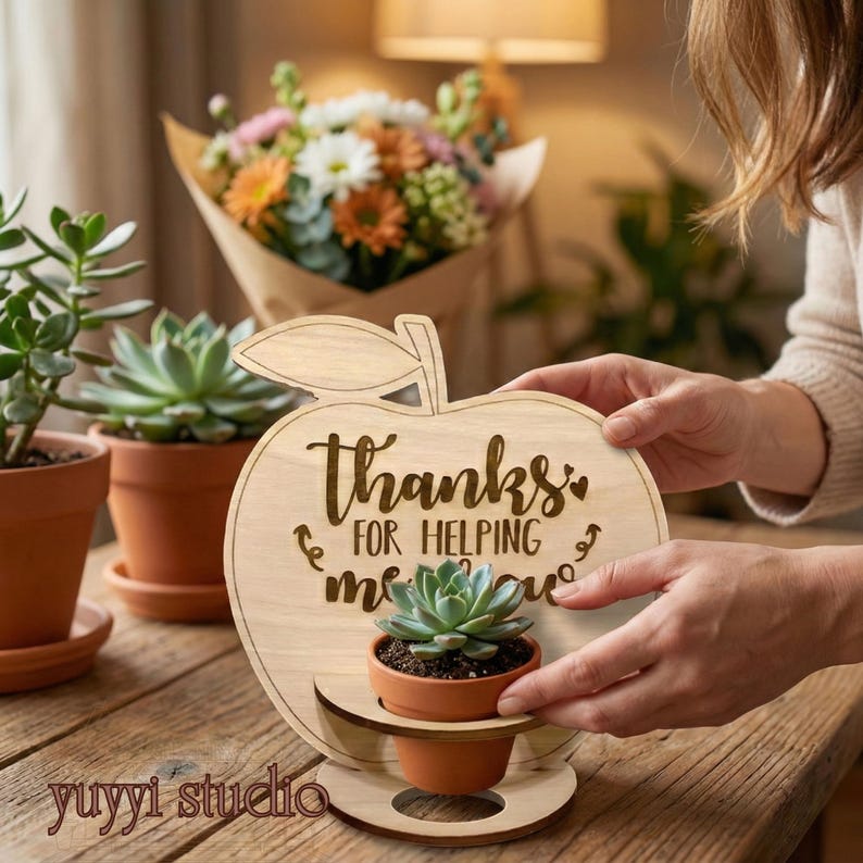Laser Cut Apple Plant Holder – Teacher Appreciation Gift (digital Files ...
