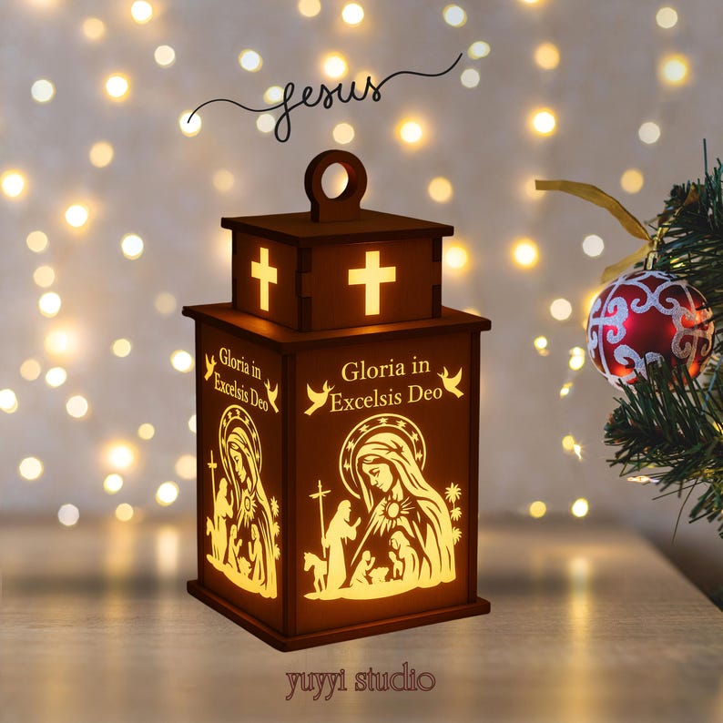 Jesus Lantern – Religious Wooden Christmas Decoration With Holy Light ...