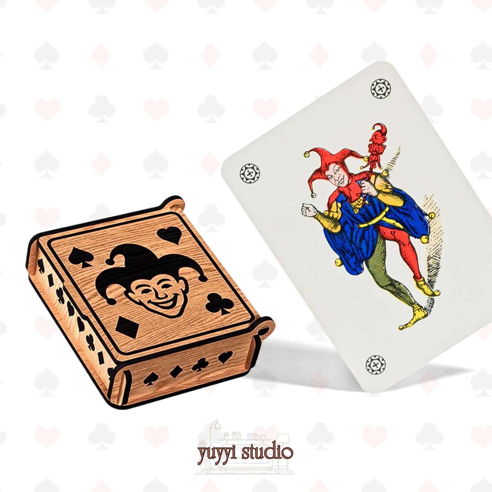 Laser Cut Joker Playing Card Box: Engraved Wooden Design (digital ...