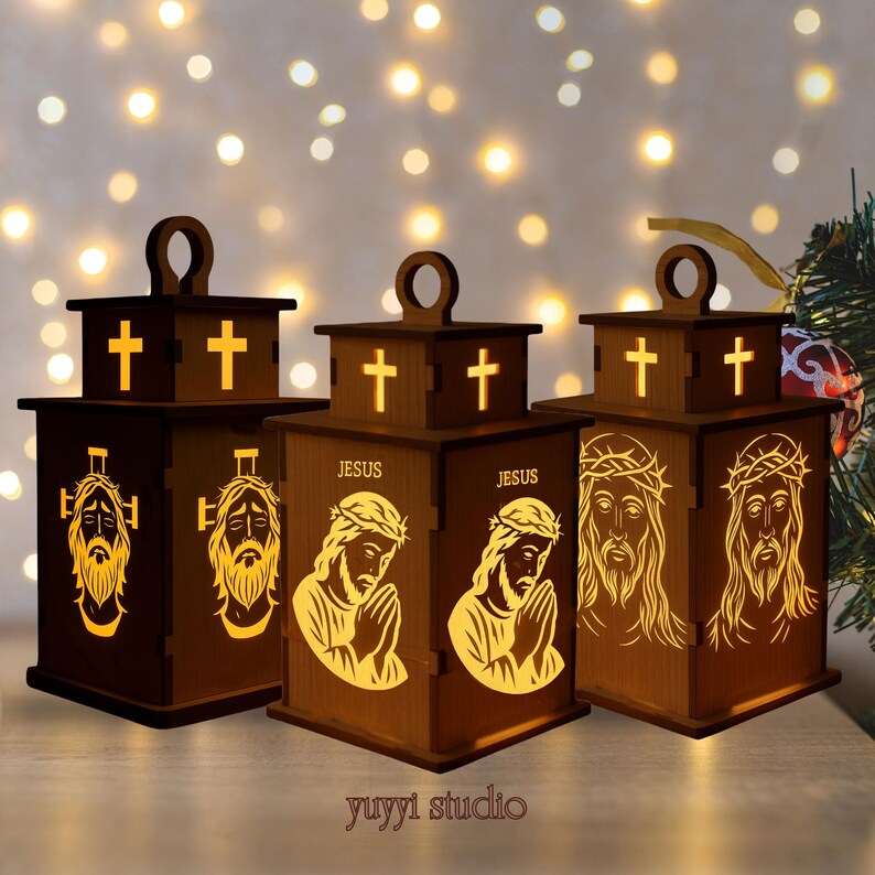 Jesus Lantern – Religious Wooden Christmas Decoration With Holy Light ...