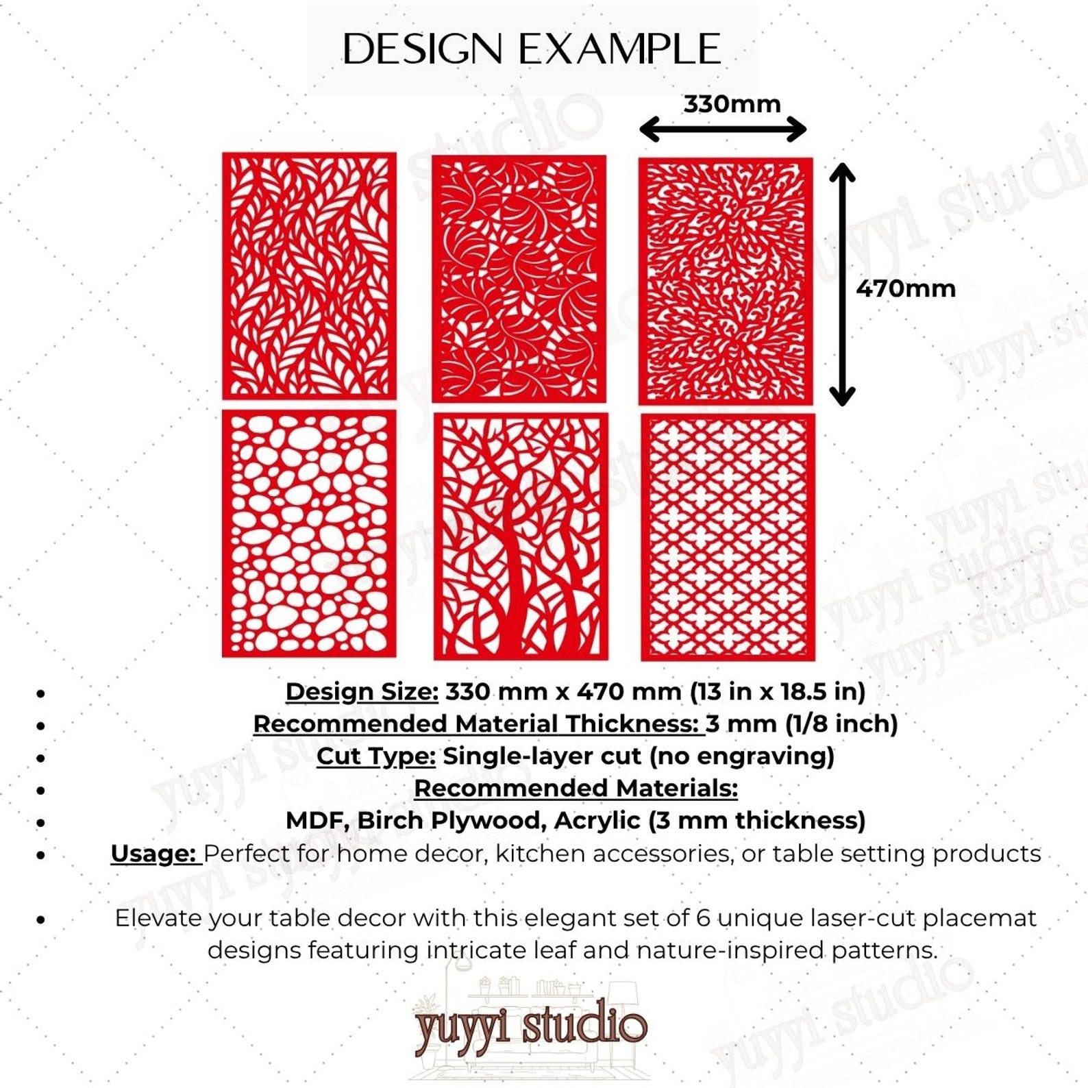 Laser Cut Placemat Designs: Wood Table Mat Collection (digital Download ...