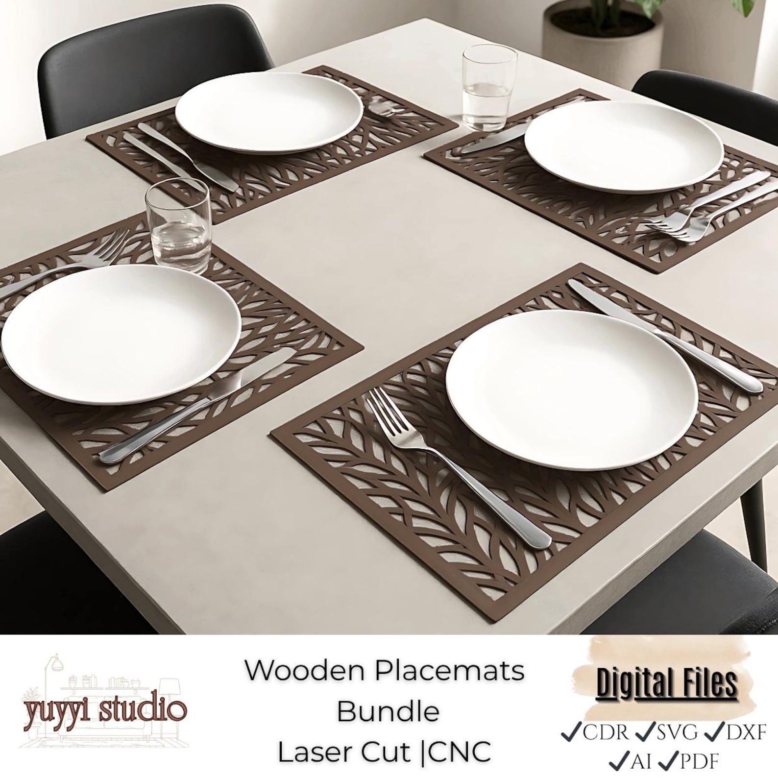 Laser Cut Placemat Designs: Wood Table Mat Collection (digital Download ...